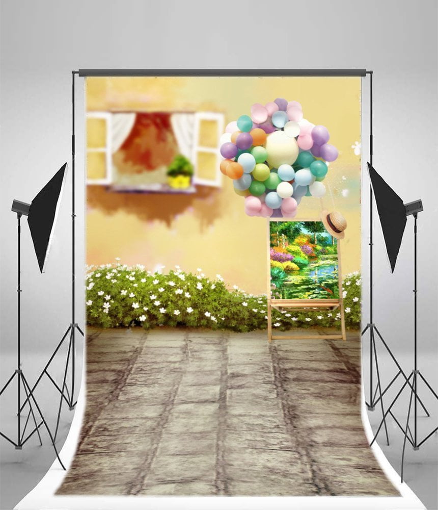 HelloDecor 5x7ft Photography Backdrop Retro Painting Easel Hat Florets ...