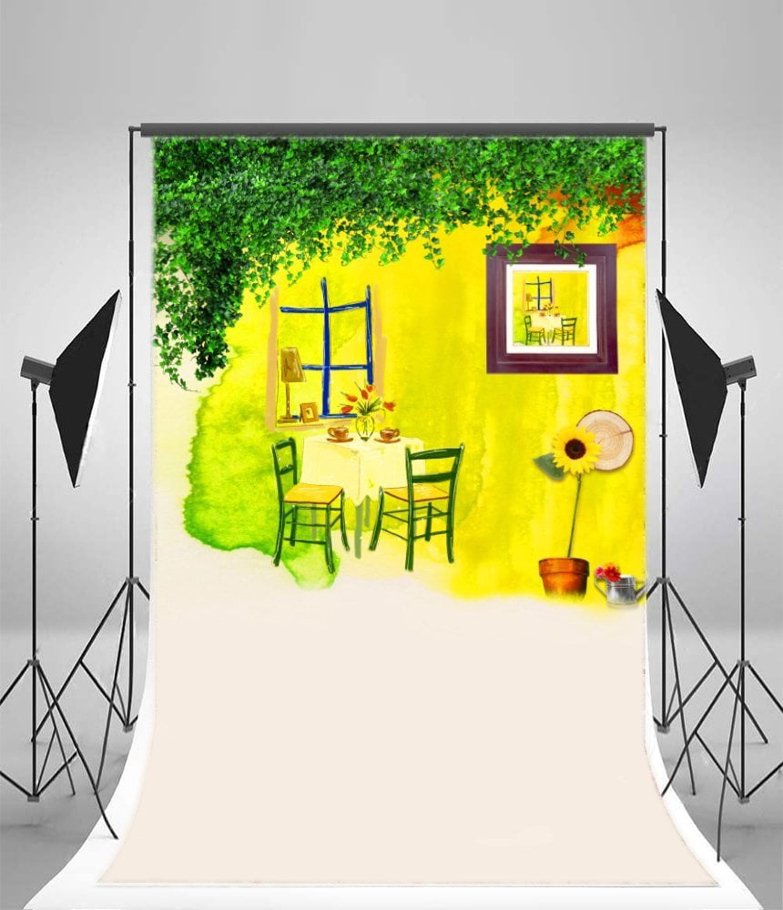 HelloDecor 5x7ft Photography Backdrop Retro Painting Interior Chair ...