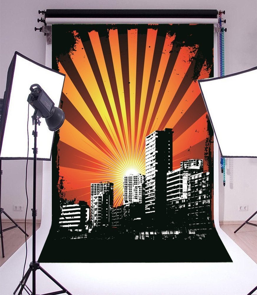 HelloDecor 5x7ft Photography Backdrop Skyscraper Urban Grunge ...