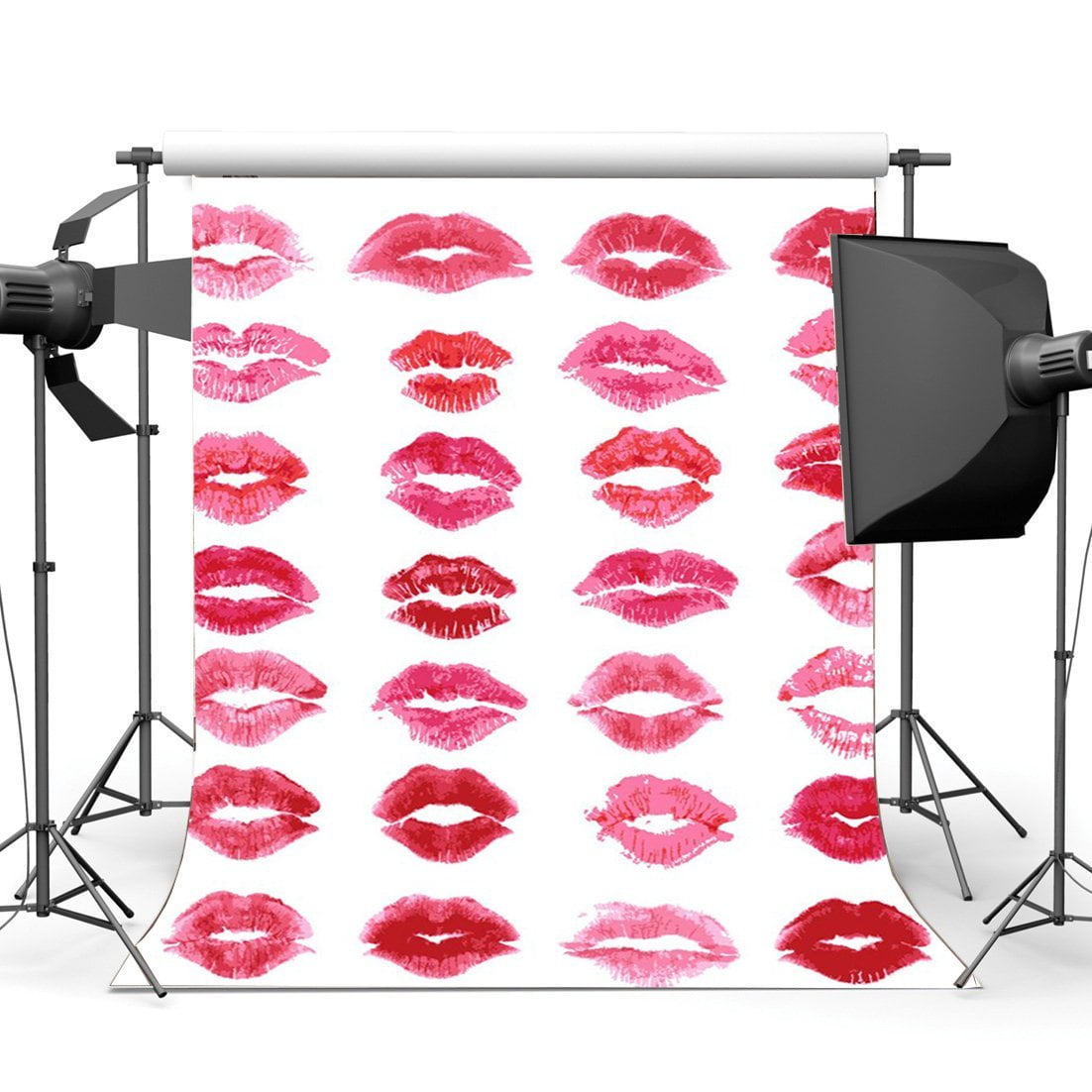 HelloDecor 5x7ft Photography Backdrop Valentine's Day Red Lips Love ...