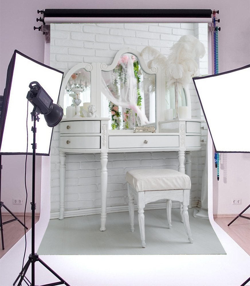 HelloDecor 5x7ft Photography Backdrop Wedding Dressing Room Table ...