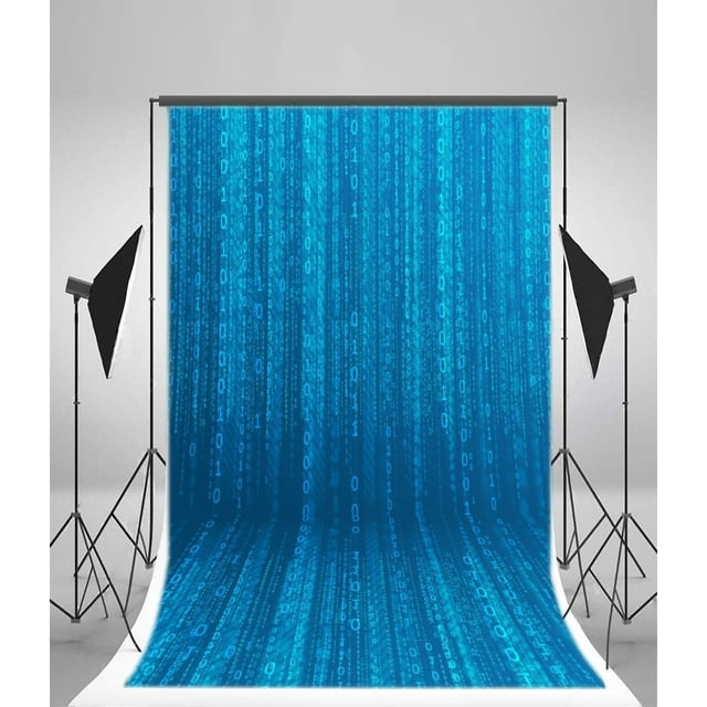 HelloDecor 5x7ft Photography Backdrops Blue Digital Code Art Wall Photo ...