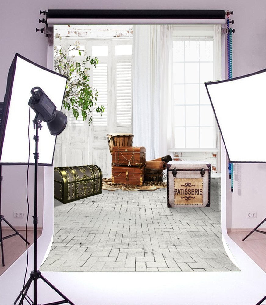 HelloDecor 5x7ft Photography Background Retro Cases White Window Brick ...