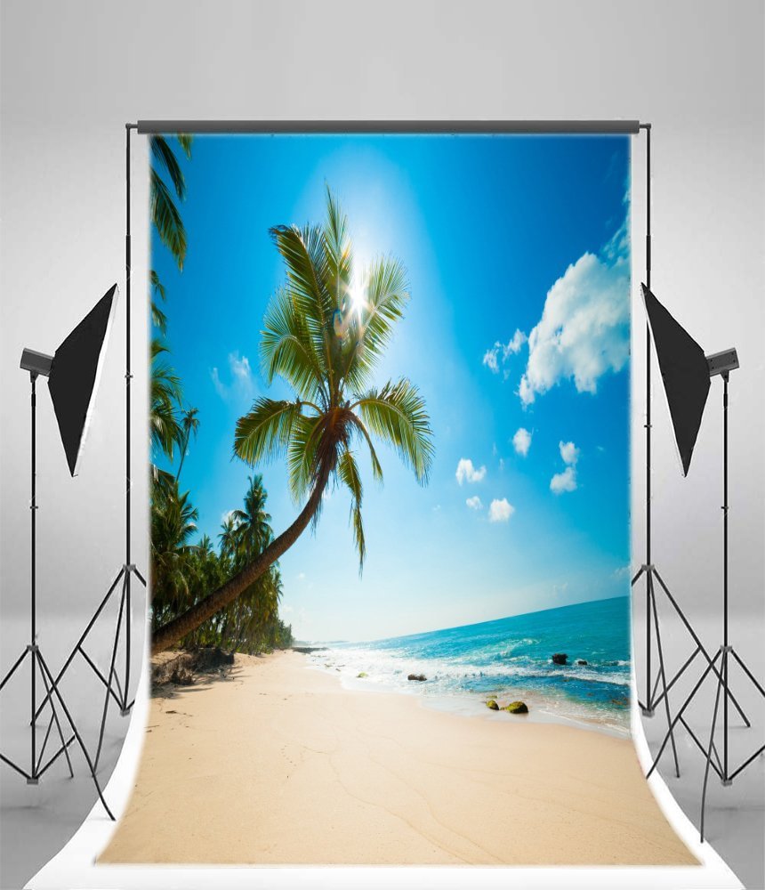 HelloDecor 5x7ft Photography Background Summer Sand Beach Blue Sky ...