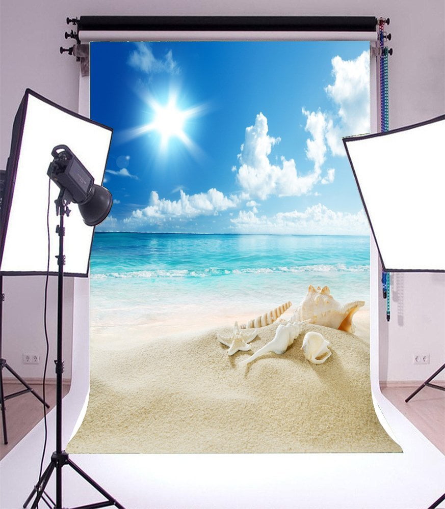 HelloDecor 5x7ft Photography Background Summer Seaside Sunshine Blue ...