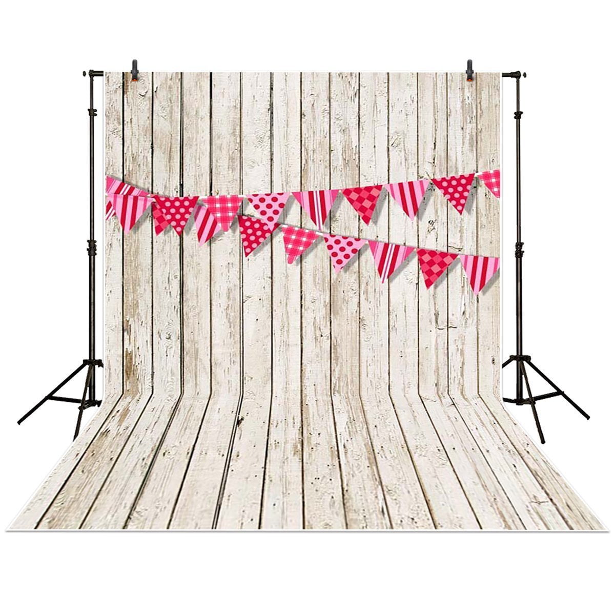 HelloDecor 5x7ft Photography Pink Bunting Flag Backdrops Background ...