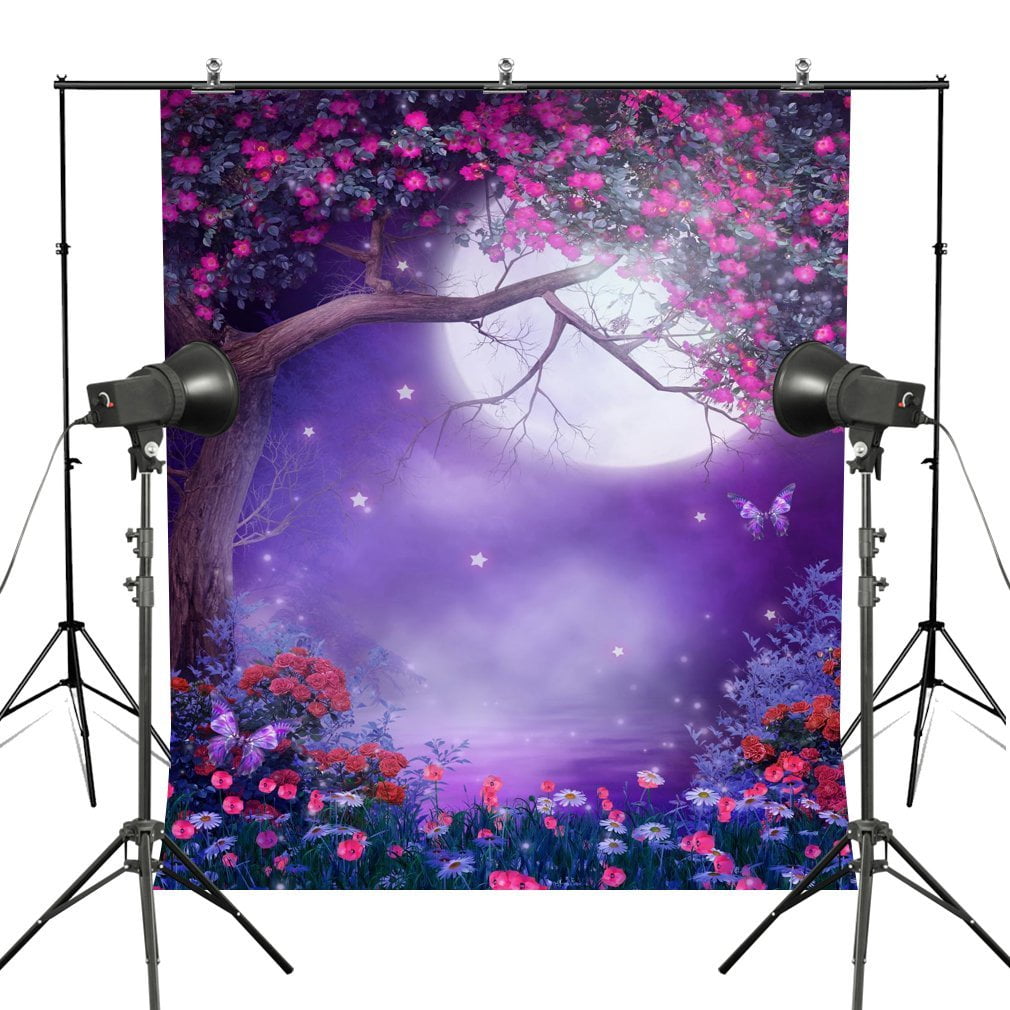 HelloDecor 5x7ft Pink Flower Photography Backdrops Purple Dream Forest ...