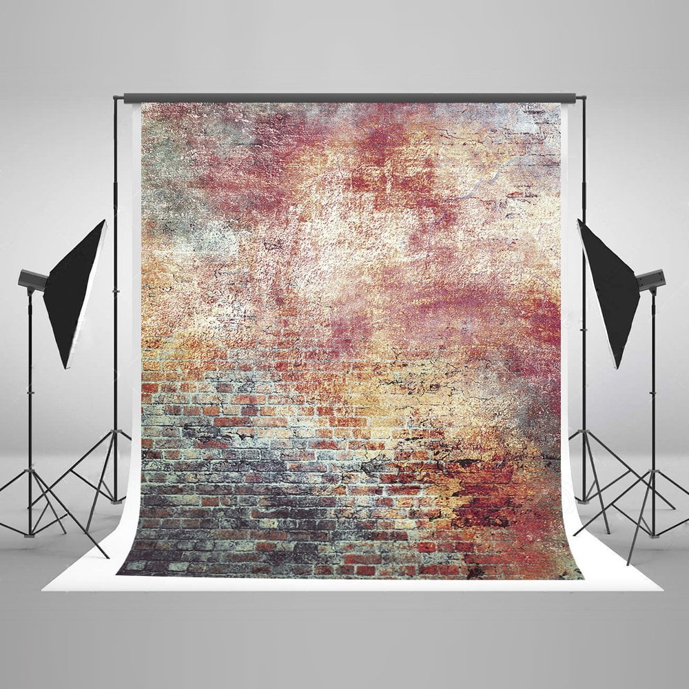 HelloDecor 5x7ft Red Black Dark Brick Wall Backdrop Shooting Photo ...