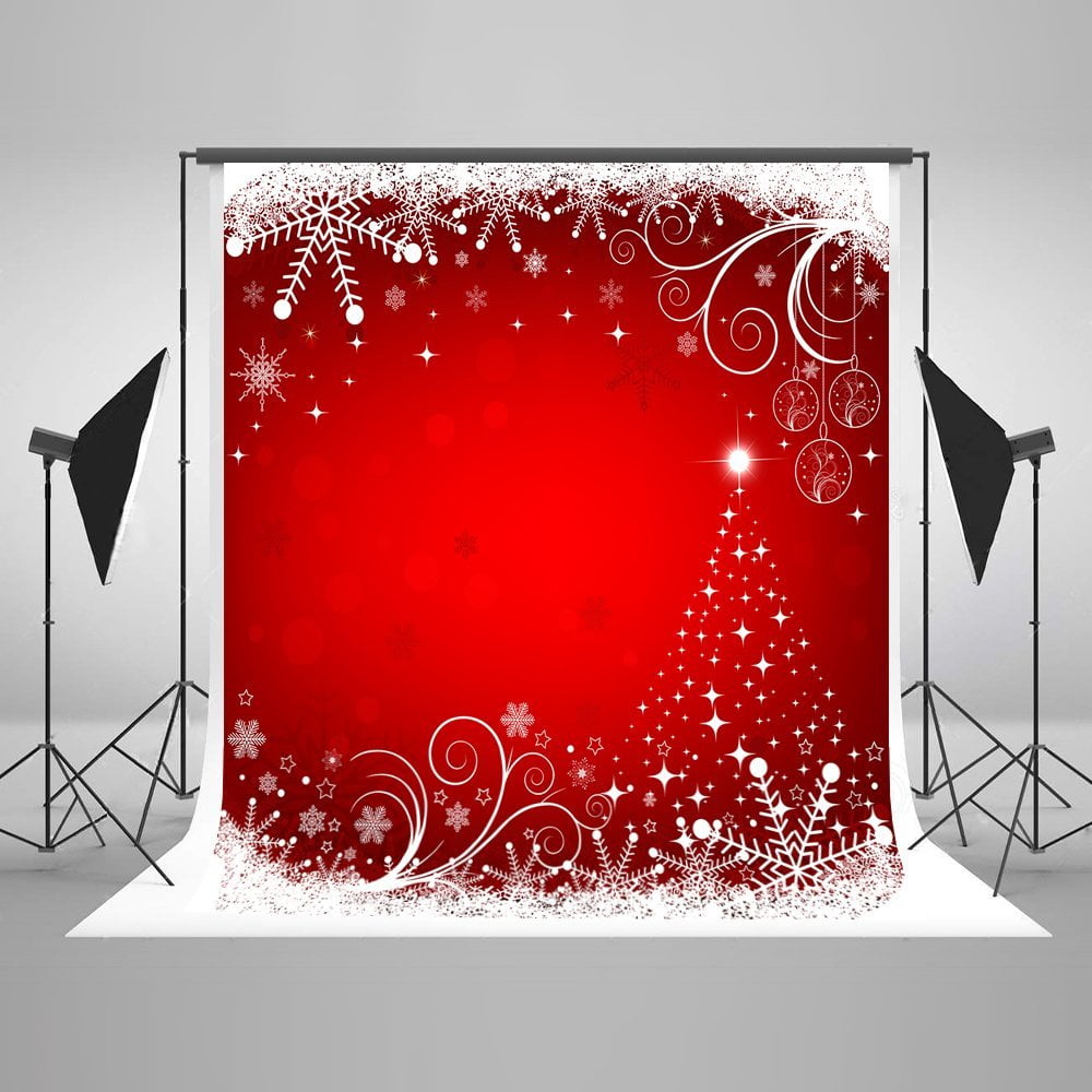 HelloDecor 5x7ft Red Christmas Backdrop for Festival Snowflake ...