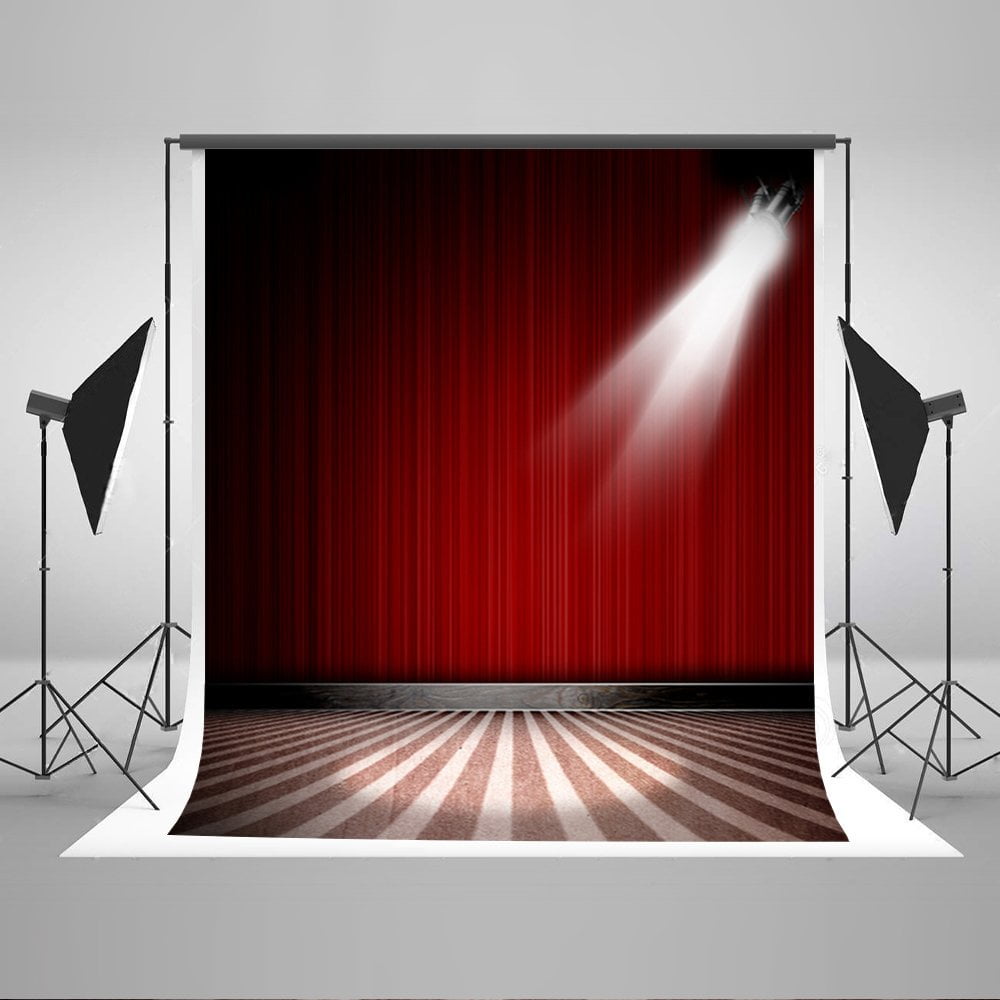 HelloDecor 5x7ft Red Stage Curtains Photography Backdrops for ...