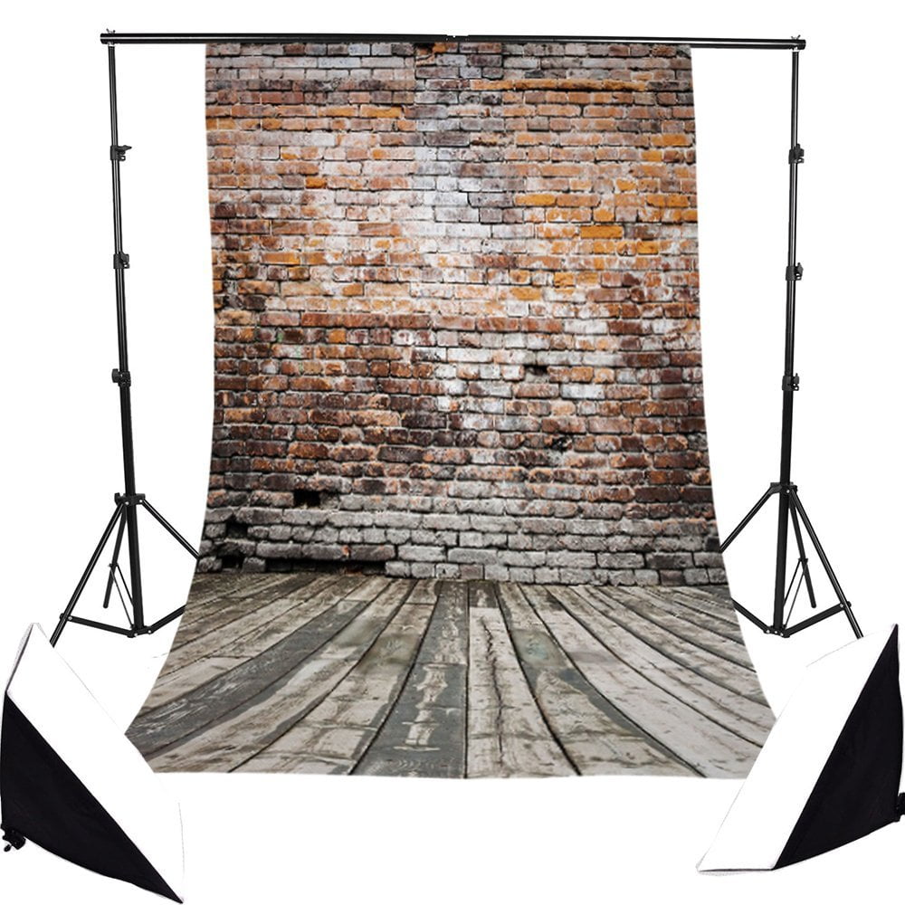HelloDecor 5x7ft Retro Brick Wall Photo Backdrops Photography Wood ...