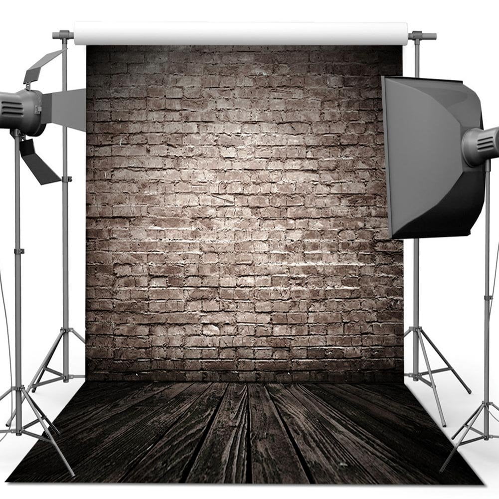 HelloDecor 5x7ft Retro Brick Wall Wood Floor Backdrop Background For Photography Studio Video ...