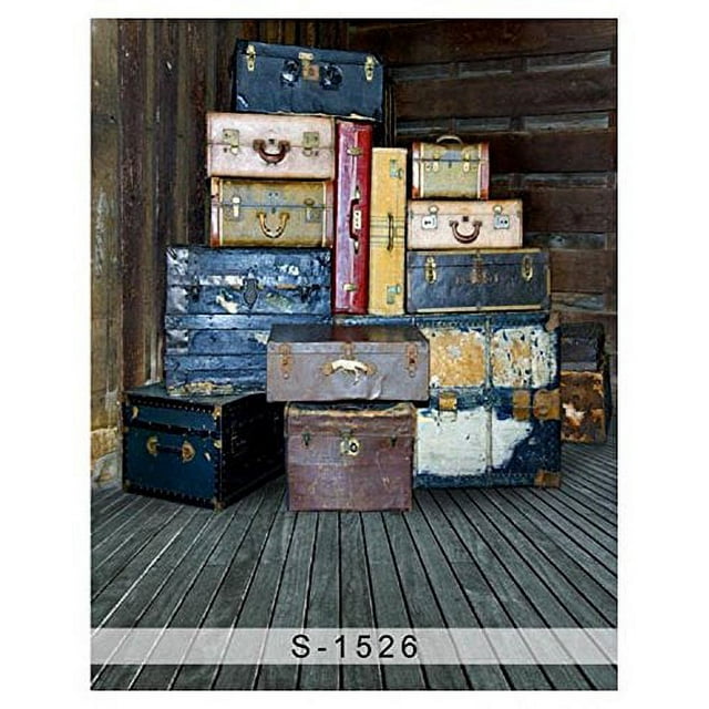 HelloDecor 5x7ft Retro Outdated Old Fashioned Suitcase Wood Floor ...