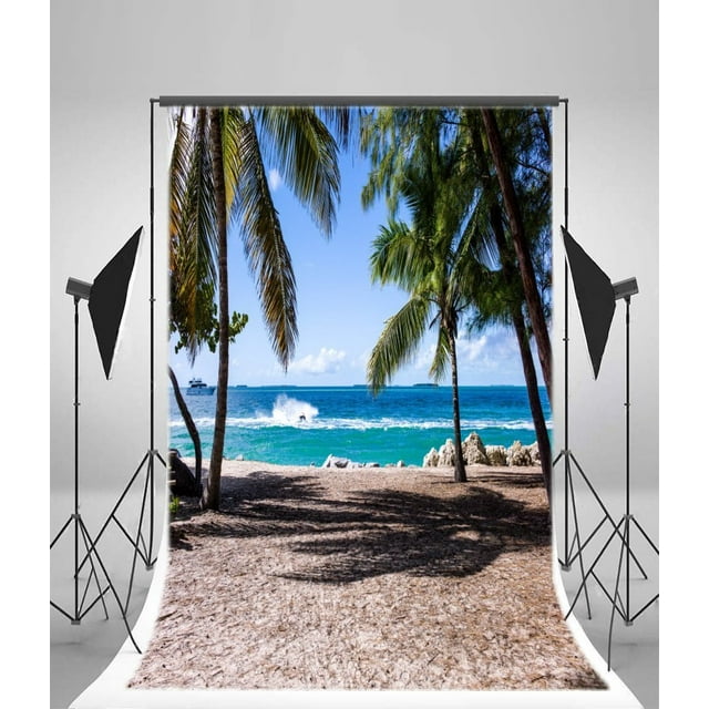 HelloDecor 5x7ft Sea Backdrops Photography Backdrop Beach Coconut Tree ...