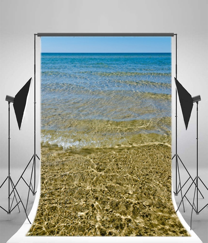 HelloDecor 5x7ft Seaside Backdrop Sea Surf on Pebble Beach Wave Horizon ...