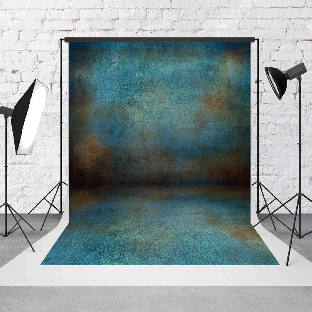 HelloDecor 5x7ft Solid Color Blue Background Photography Props Photo Backdrops Rust Studio ...