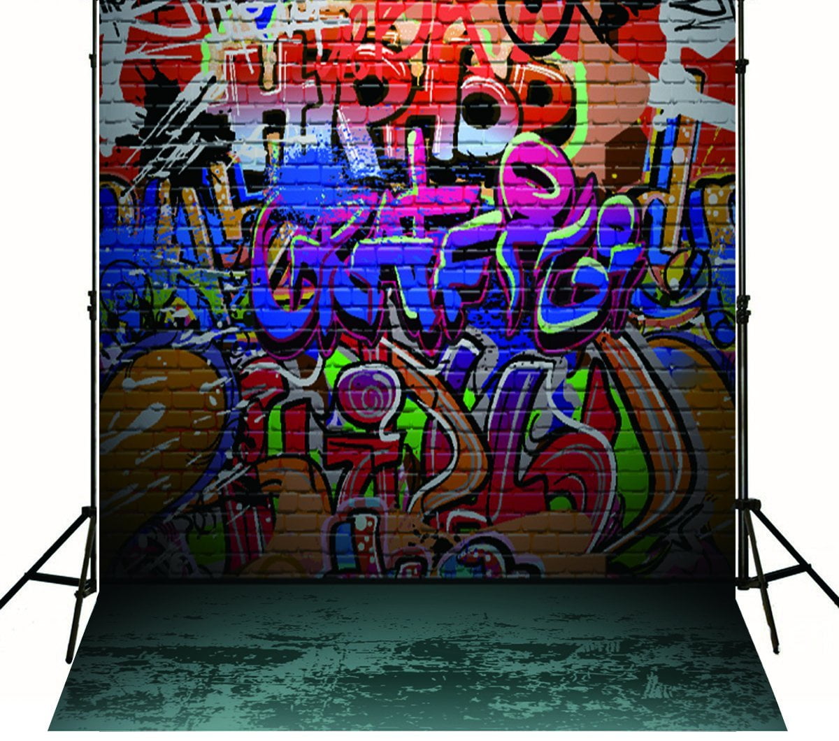 HelloDecor 5x7ft Street Bricks Pavement Sidewalk Colors Graffiti ...