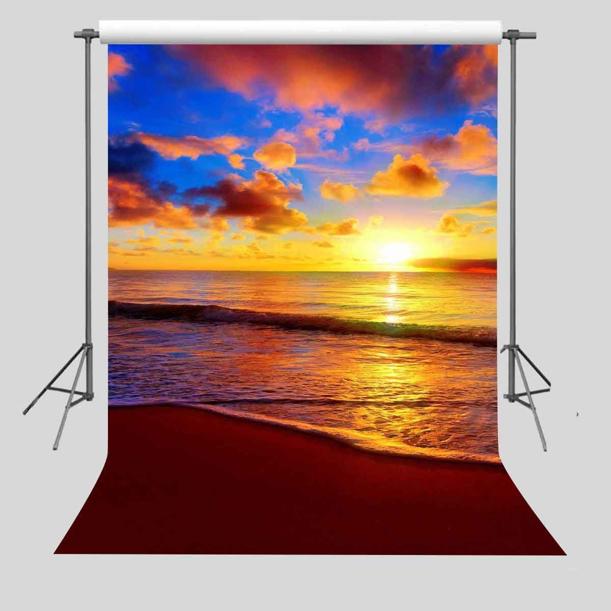HelloDecor 5x7ft Sunset Sea Beach Photography Backdrop Photo Props Room ...
