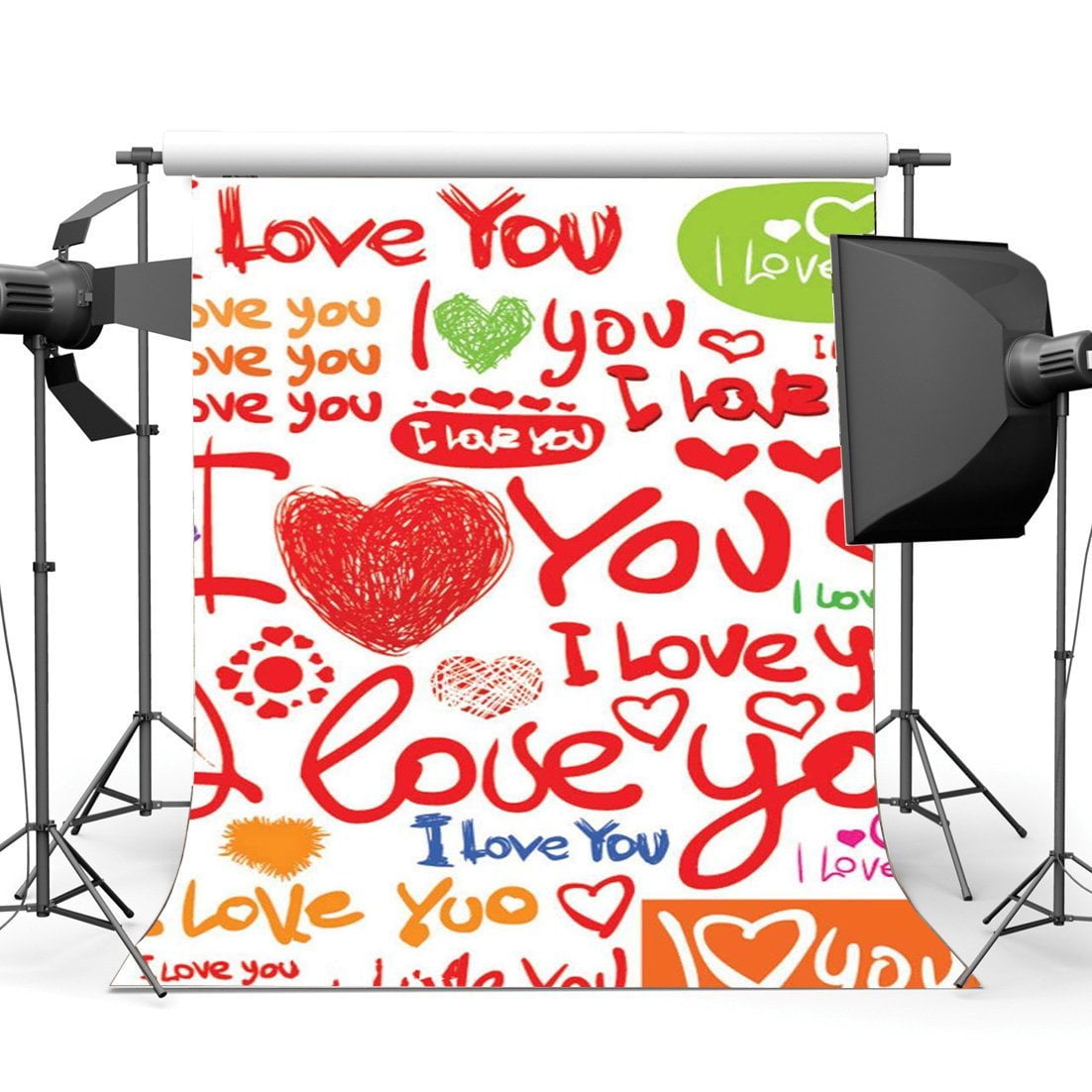 HelloDecor 5x7ft Valentine's Day Backdrop Red Sweet Hearts Background ...