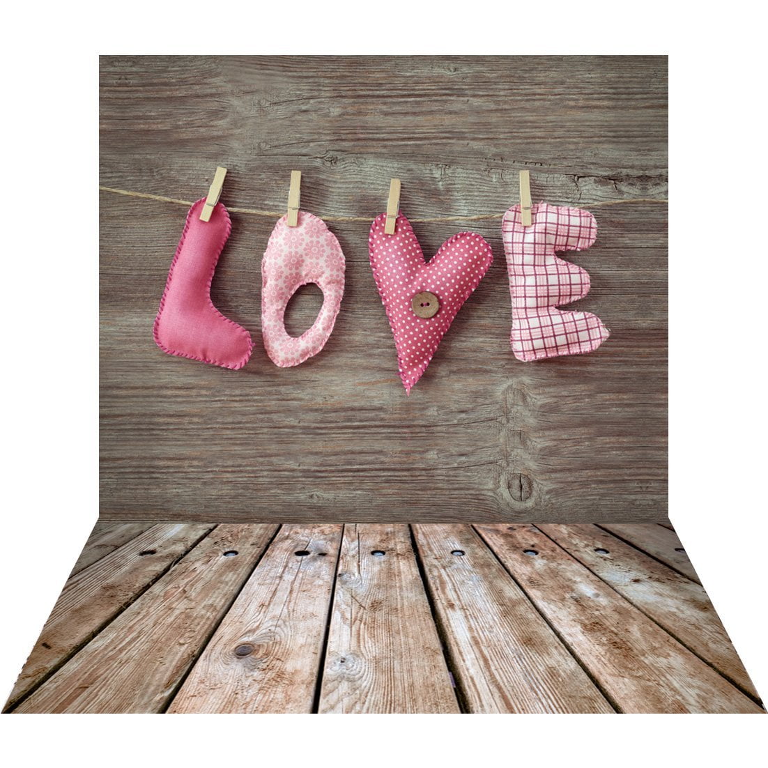 HelloDecor 5x7ft Valentine's Day Photography Backdrop Love Heart Wood ...