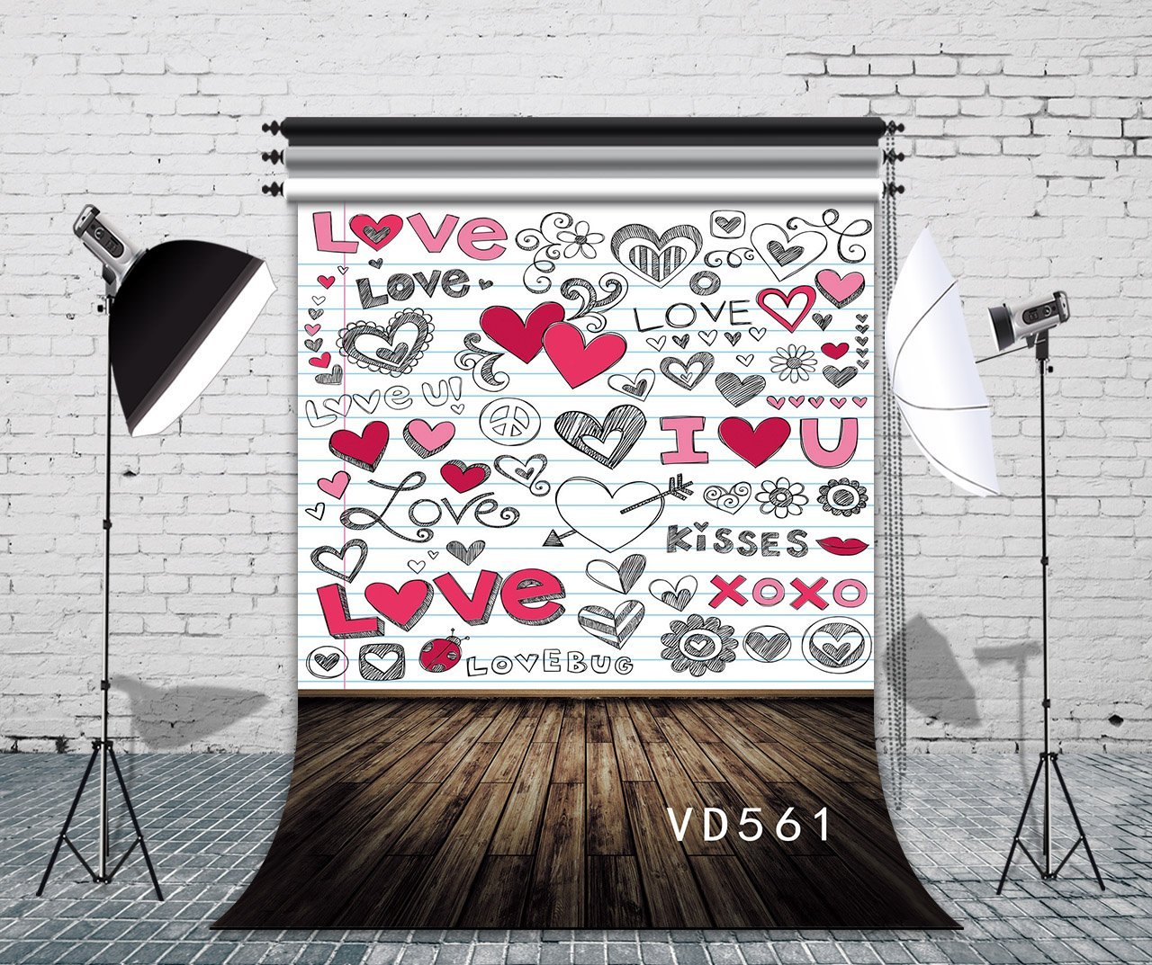 HelloDecor 5x7ft Valentine's Day Photography Backdrop Symbol of Love ...