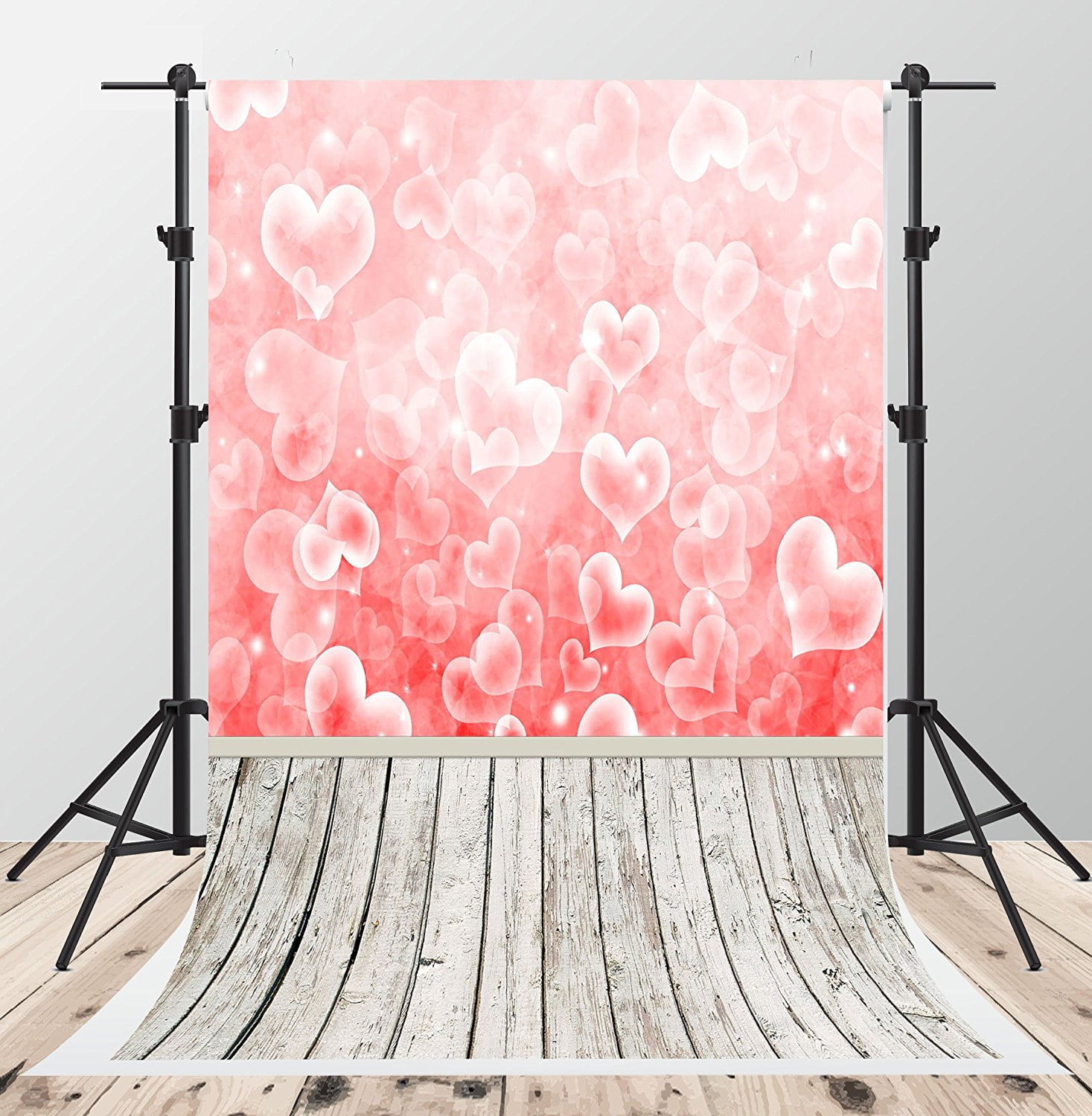 HelloDecor 5x7ft Valentine's Day Photography Backdrops Pink Love Heart ...