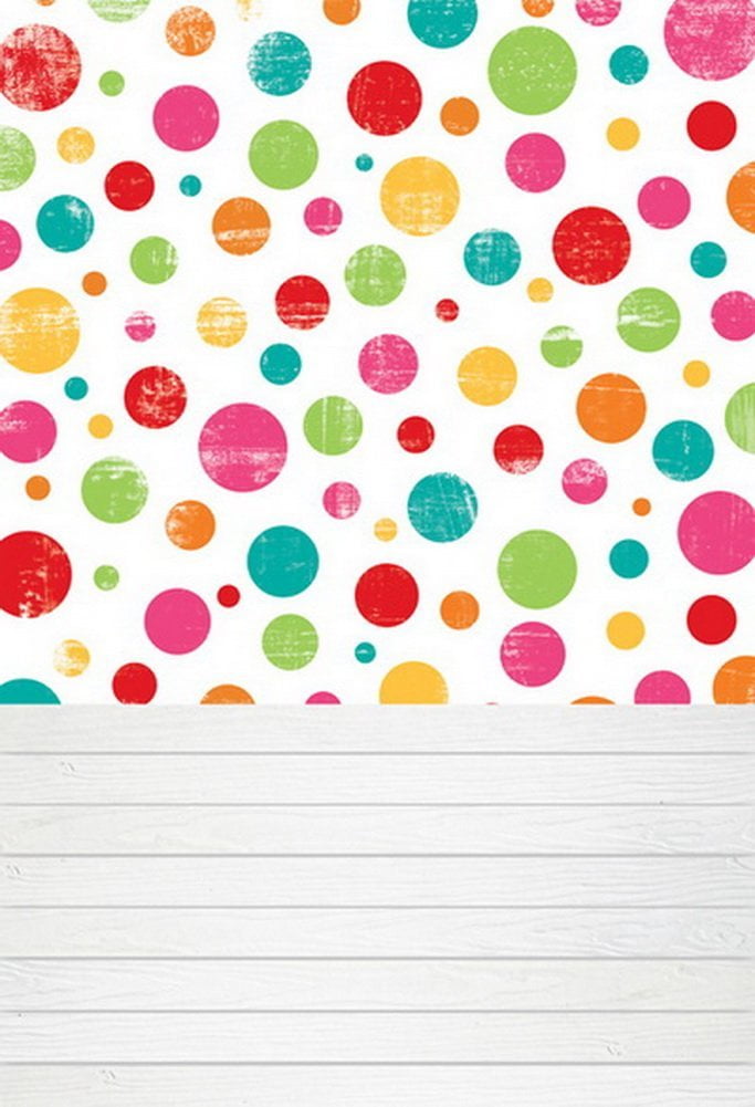 HelloDecor 5x7ft Vintage Colorful Polka Dots Wood Floor Children ...