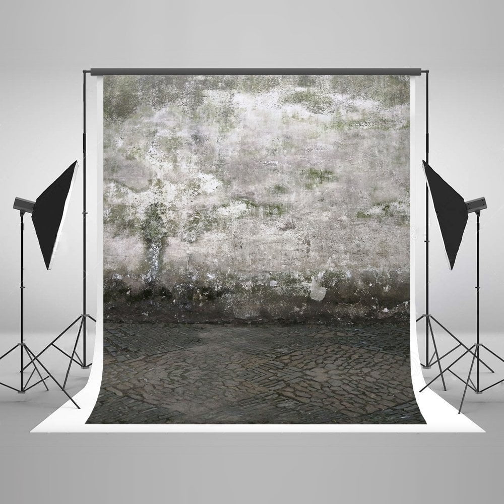 HelloDecor 5x7ft Vintage Photography Backdrops Light Grey Brick Wall ...