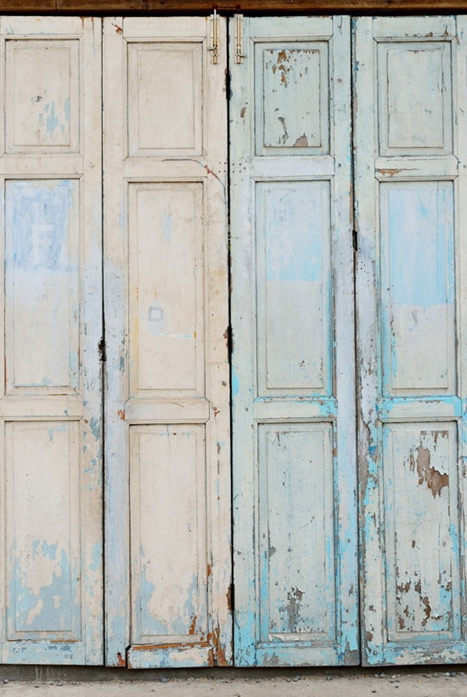 HelloDecor 5x7ft Vintage Weathered Blue Wood Doors Portraits Newborns ...