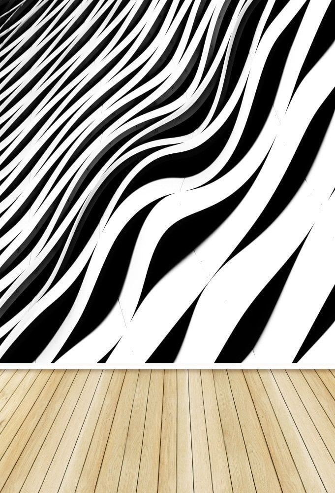 HelloDecor 5x7ft White Black Wave Line Stripe Wall Photography Studio ...