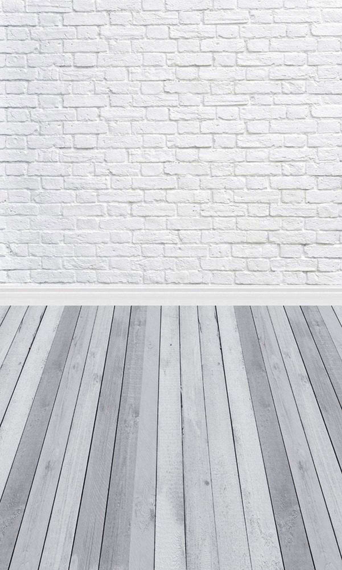 HelloDecor 5x7ft White Brick Wall Grey Wood Floor Newborn Pet ...
