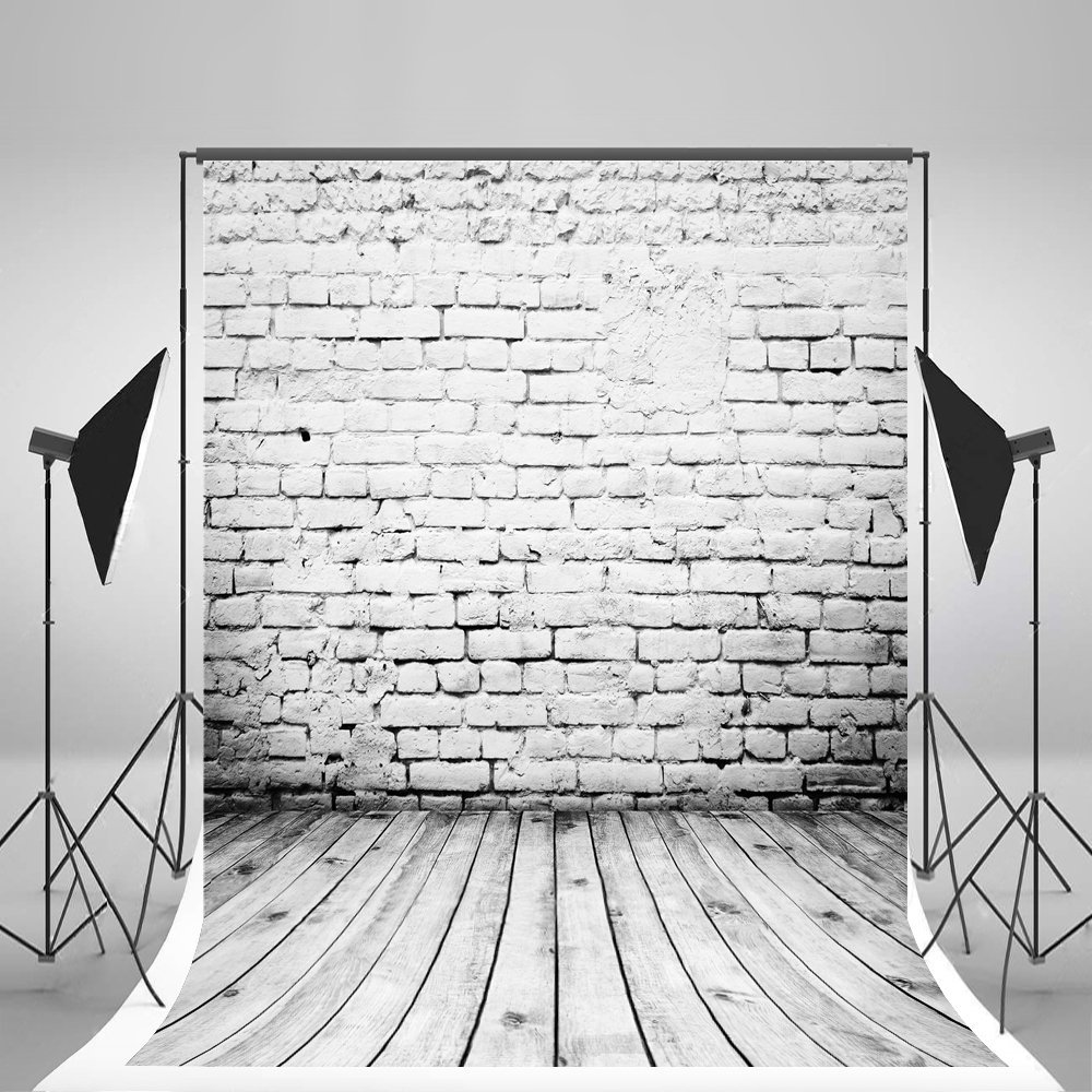 HelloDecor 5x7ft White Brick Wall Photo Backgound Broken Brick Gray ...