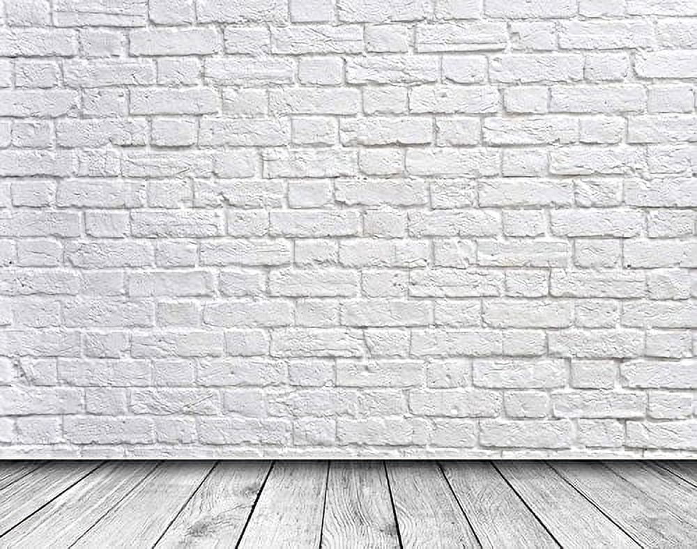 HelloDecor 5x7ft White Brick Wall Wood Floor Photography Studio Backdrop Prop Background ...