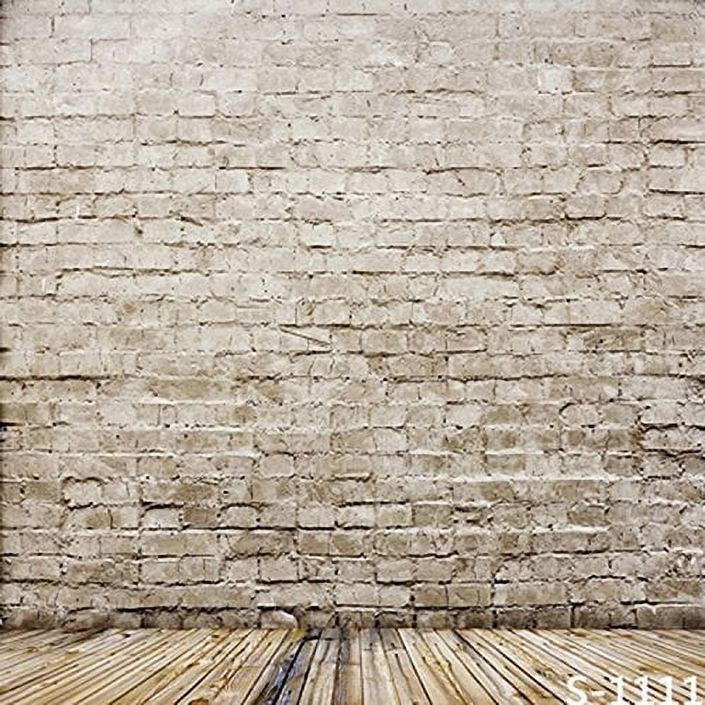HelloDecor 5x7ft White Gray Brick Wall Wood Floor Photography Studio ...