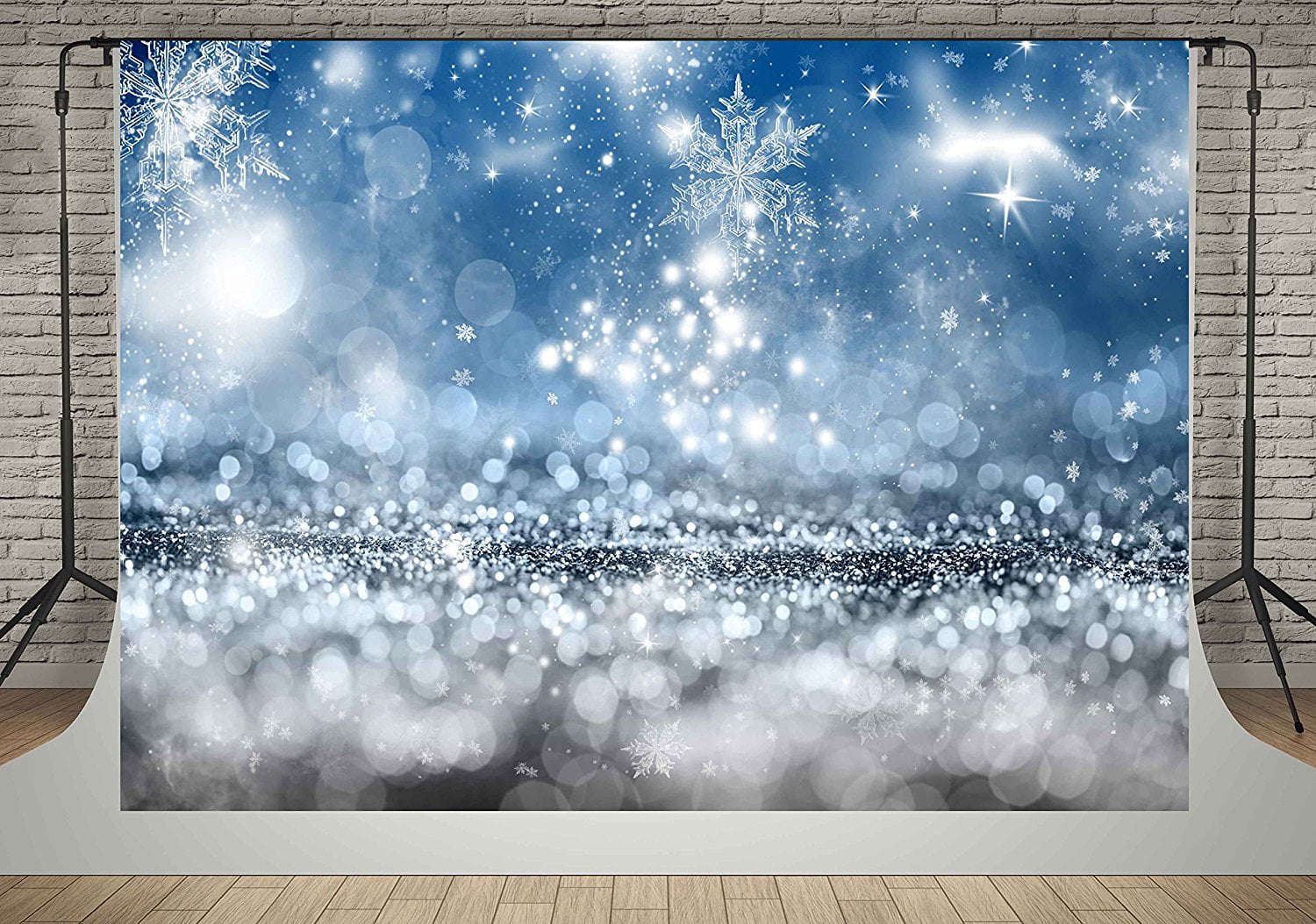 HelloDecor 5x7ft Winter Backdrops for Photography Blue Glitter Spots ...