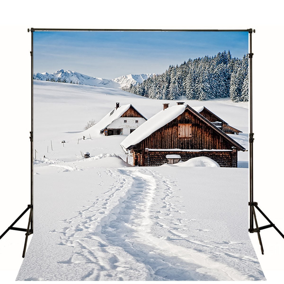 HelloDecor 5x7ft Wooden House in White Snow Photography Backdrop Winter ...
