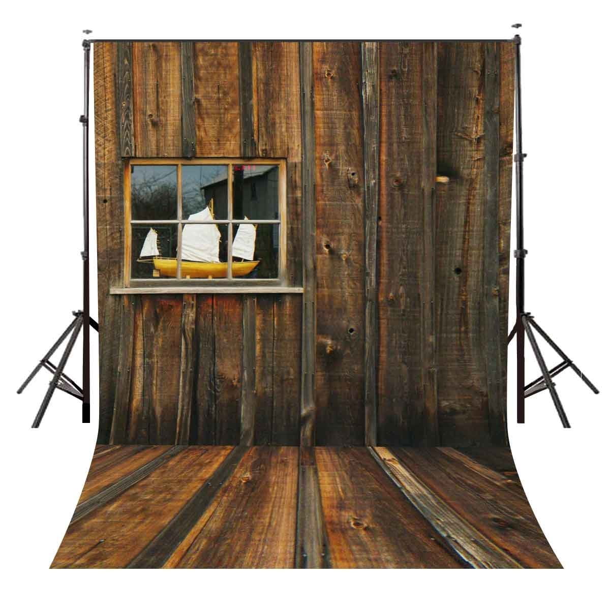 HelloDecor 5x7ft Wooden Wall Floor Sailing Model Photography Backdrops ...