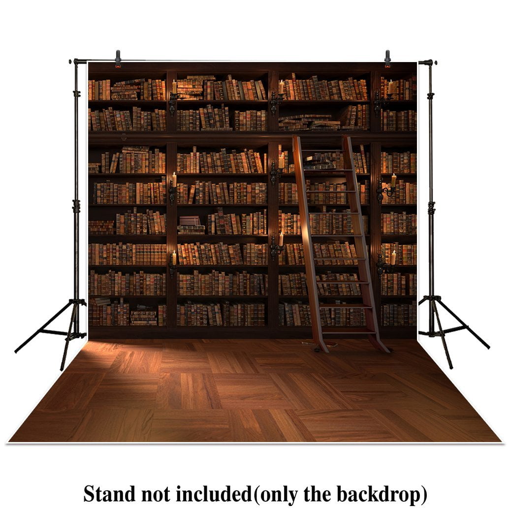 HelloDecor 5x7ft photography backdrops Library Bookshelf back to school ...