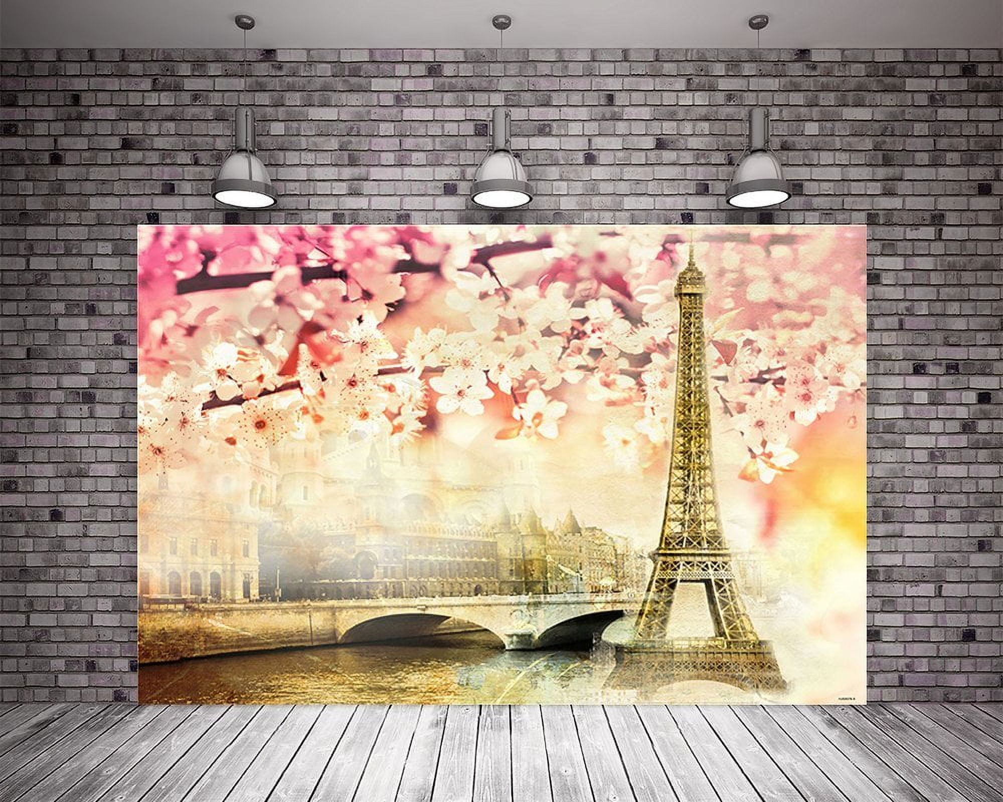 HelloDecor Polyester Fabric 7X5ft Paris Backdrop Eiffel Tower ...
