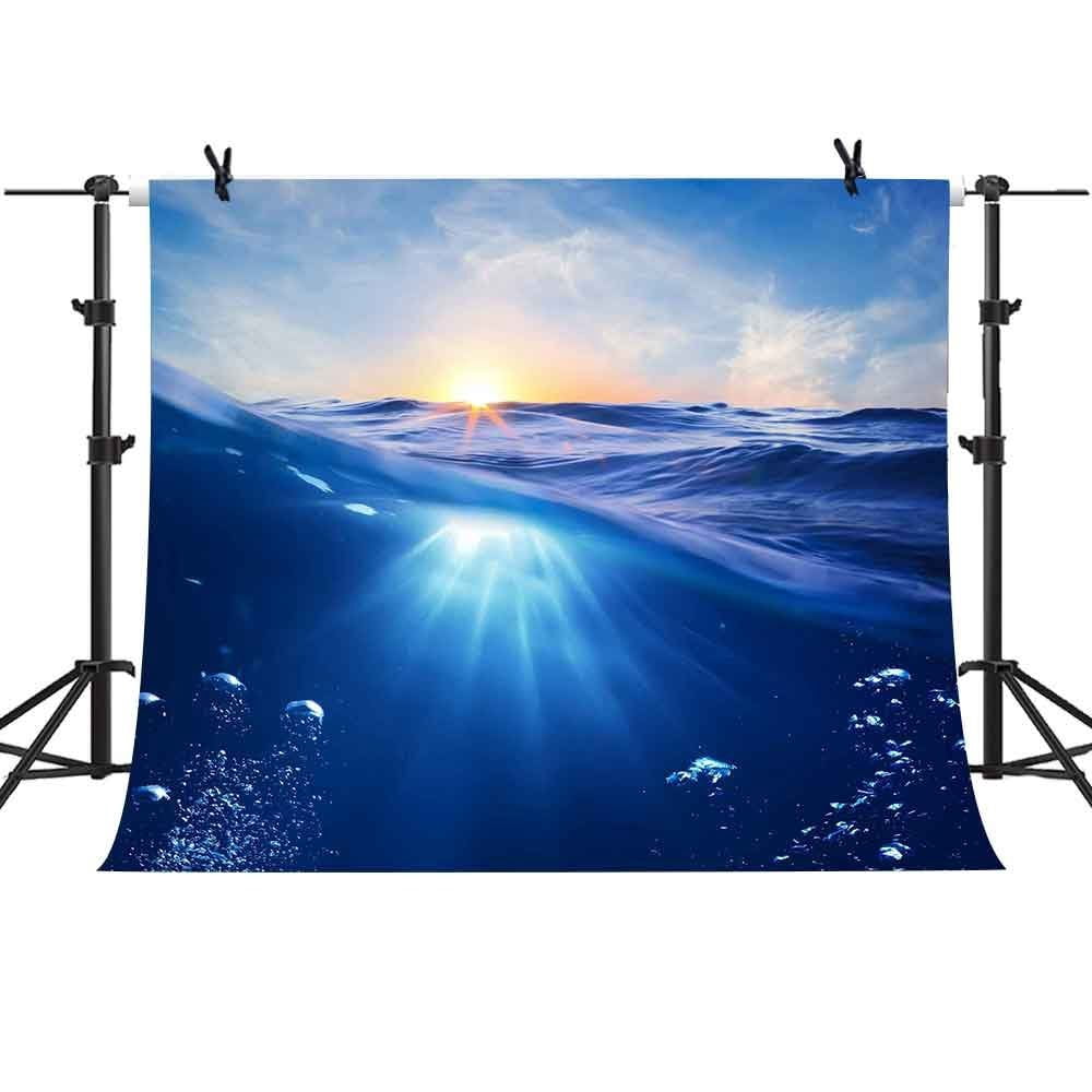 HelloDecor 7x5Ft Ocean Theme Backdrop Sunlight Sea Blue Syle Background ...