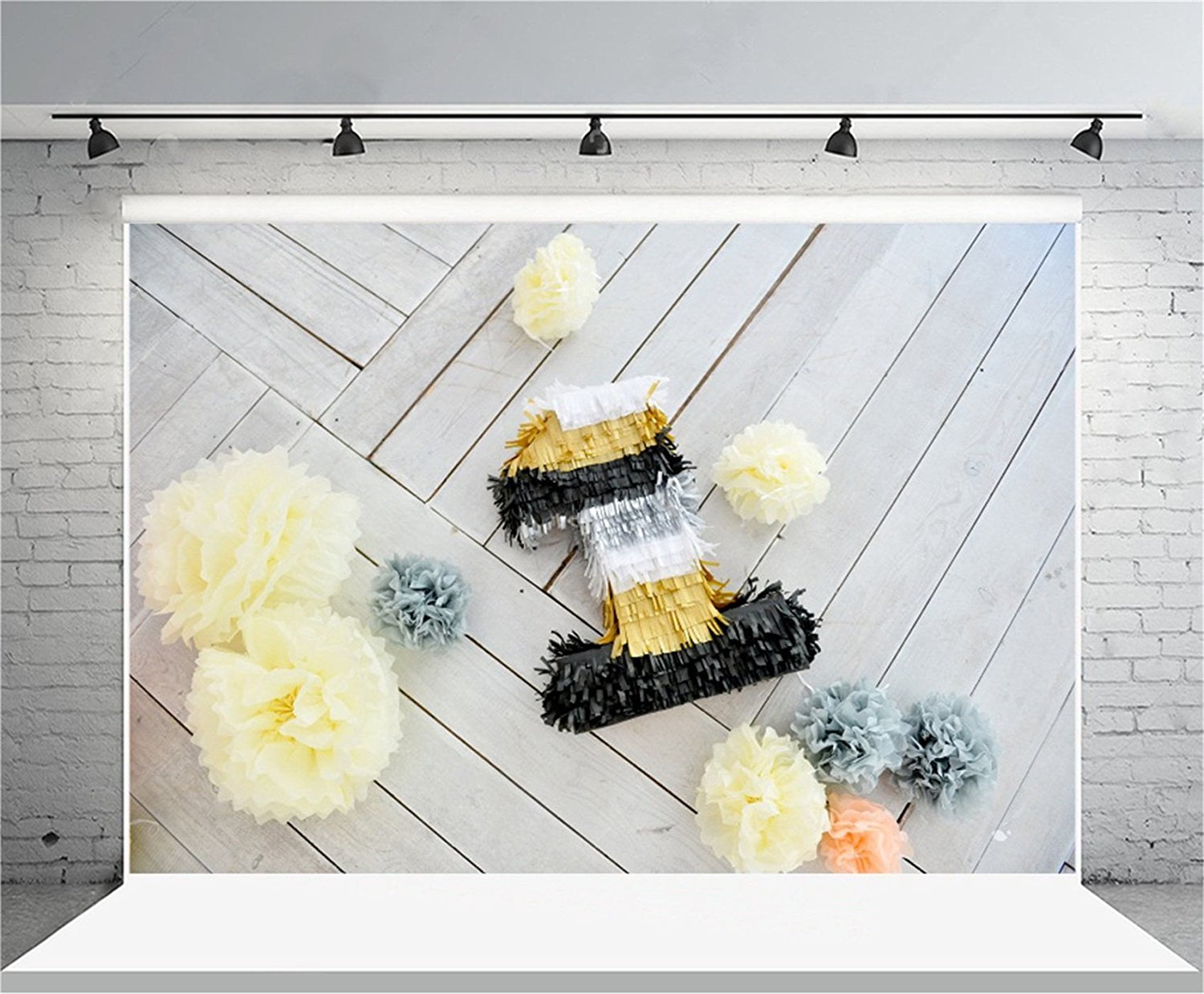 HelloDecor 7x5ft 1st Birthday Backdrop Paper Flower Decoration ...