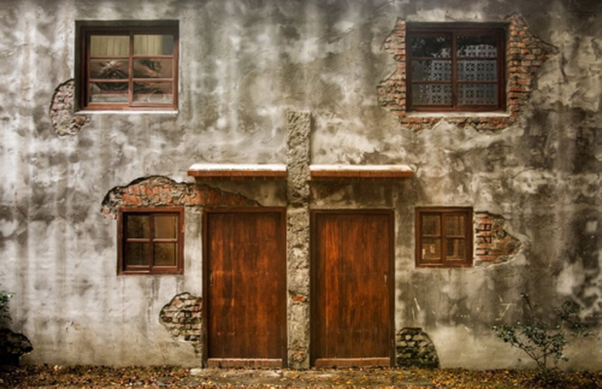 HelloDecor 7x5ft Abandoned Brick House Photography Indoor Backdrop Prop ...