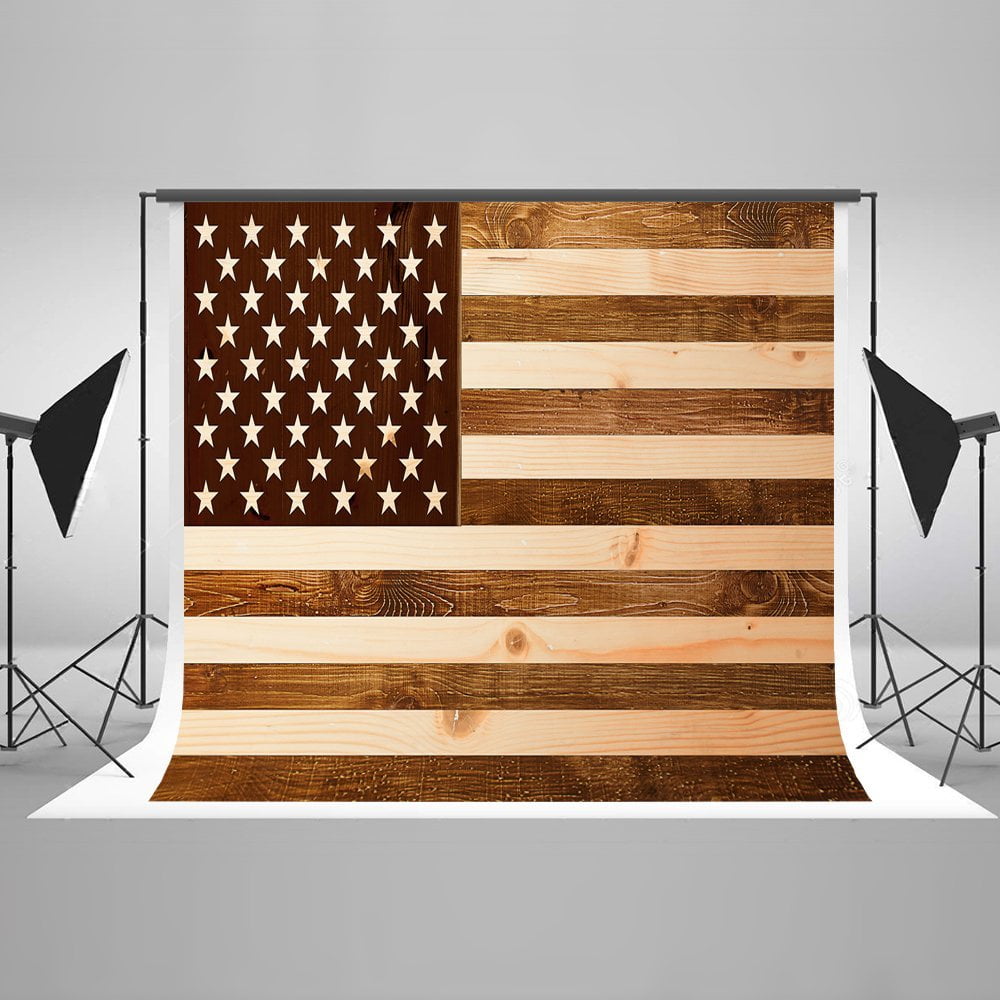 HelloDecor 7x5ft American Flag Patterns Photography Background on Wood ...