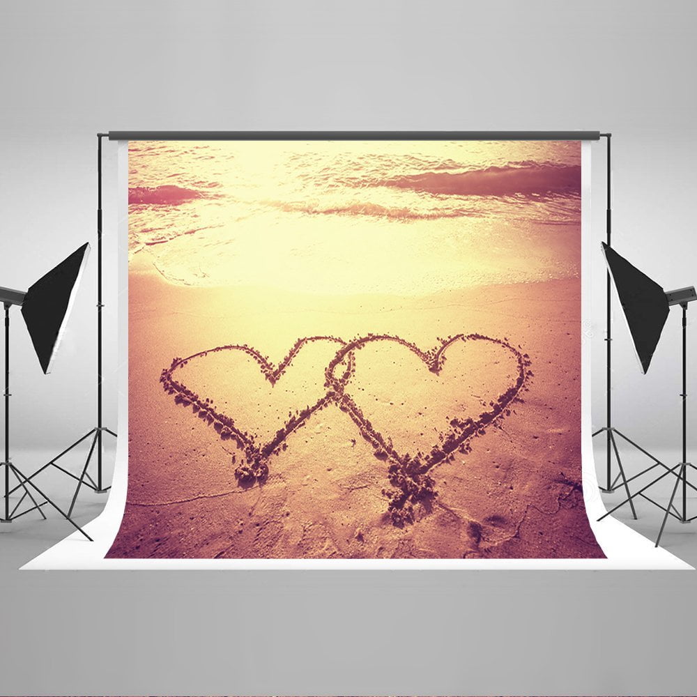 HelloDecor 7x5ft Beach Setting Sun Gold Courtship Wedding Lovers ...