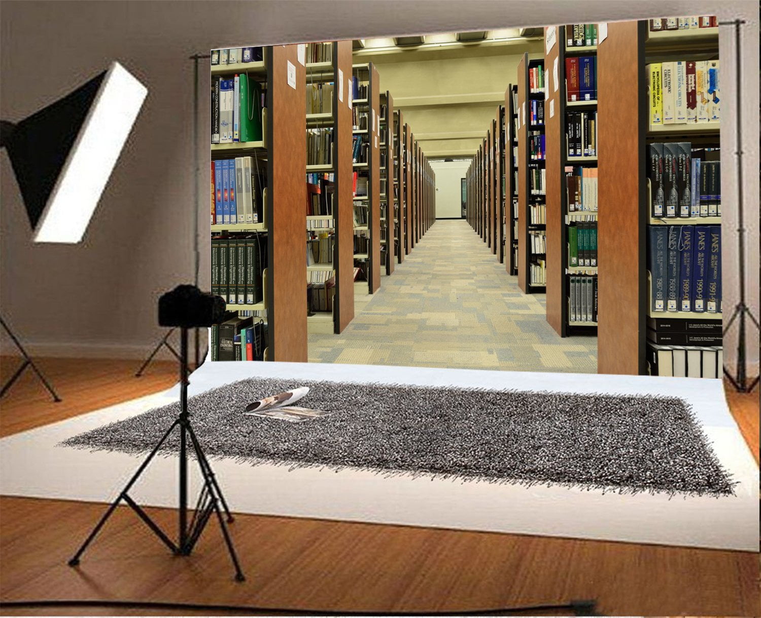 HelloDecor 7x5ft Bookshelf Backdrop Interior School Library Bookscase ...