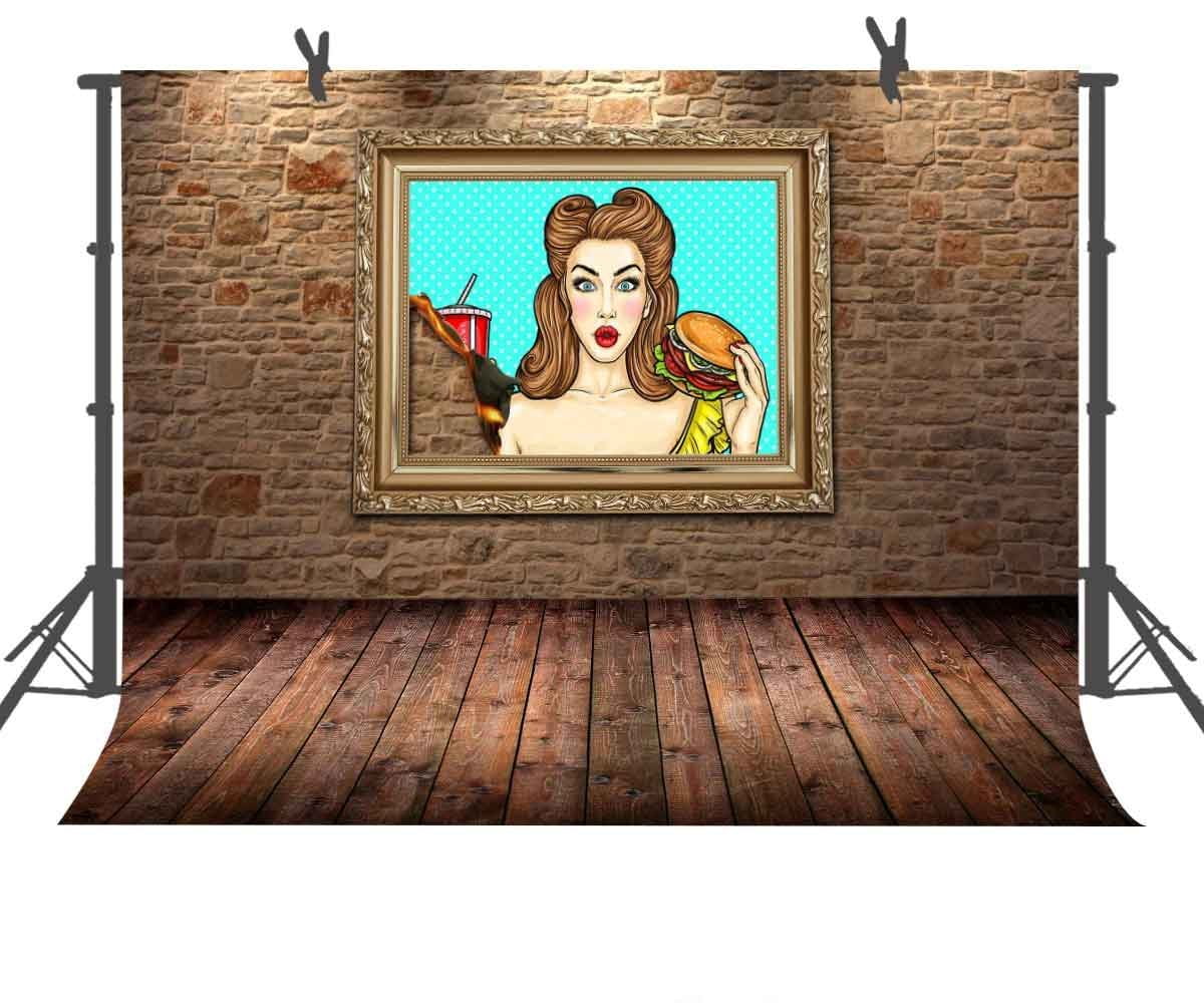 HelloDecor 7x5ft Brick Wall Beauty Mural Photography Backdrop Photo ...