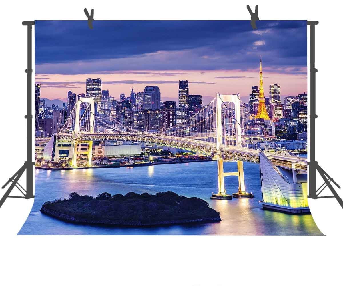 HelloDecor 7x5ft Bright Bridge Photography Backdrop New York City ...