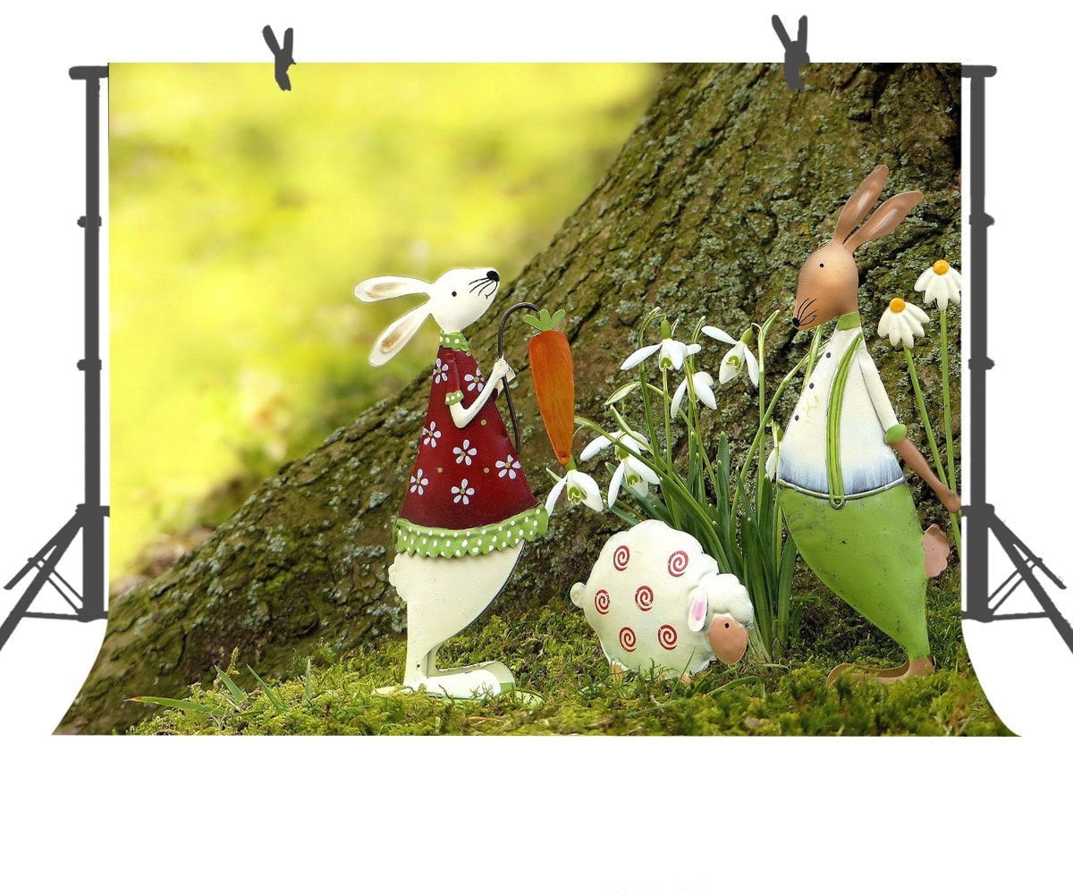 HelloDecor 7x5ft Cartoon Rabbits Photography Backdrop Props Children ...