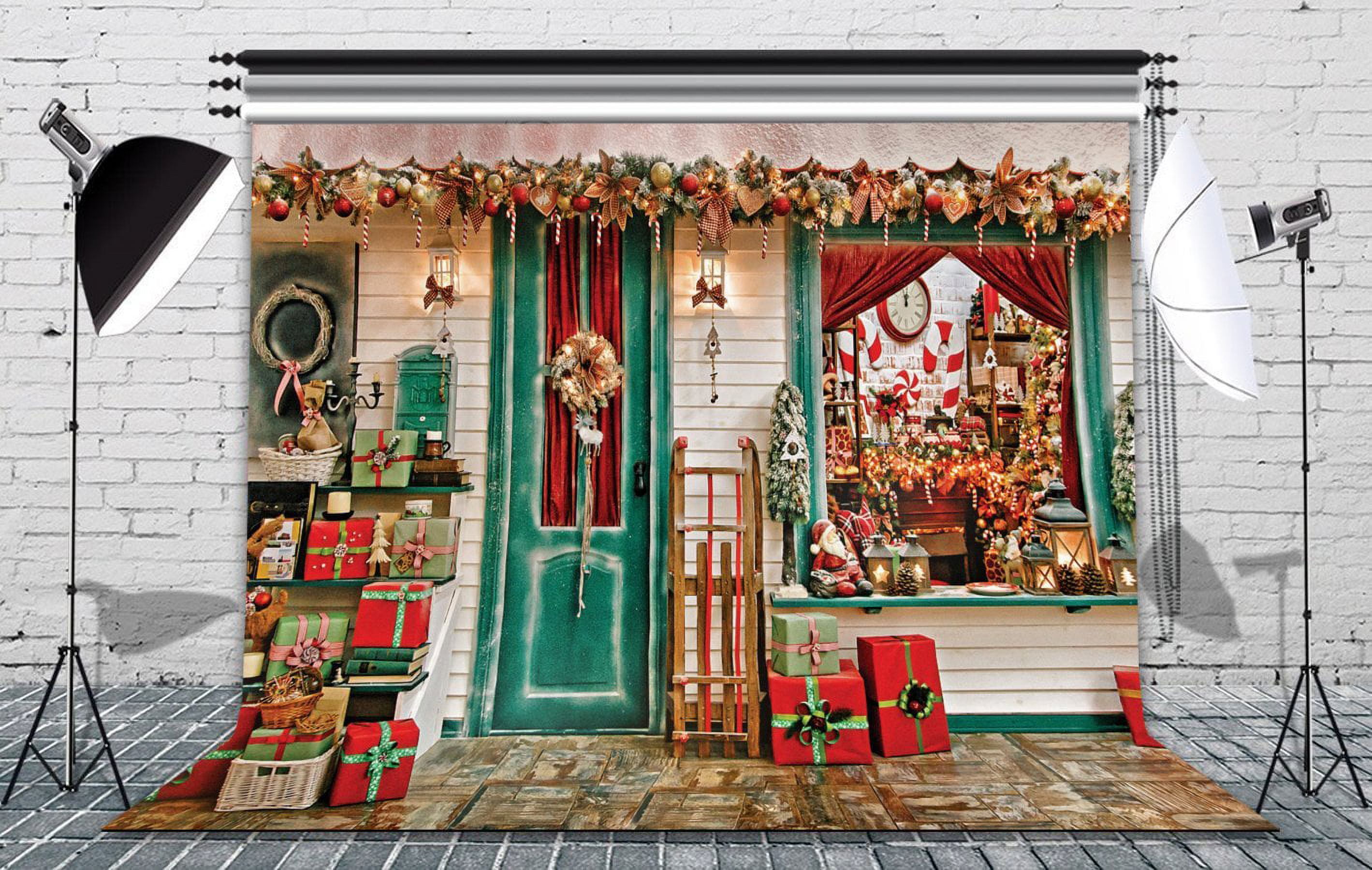 HelloDecor 7x5ft Christmas Backdrop Theme Christmas Shopping Store ...