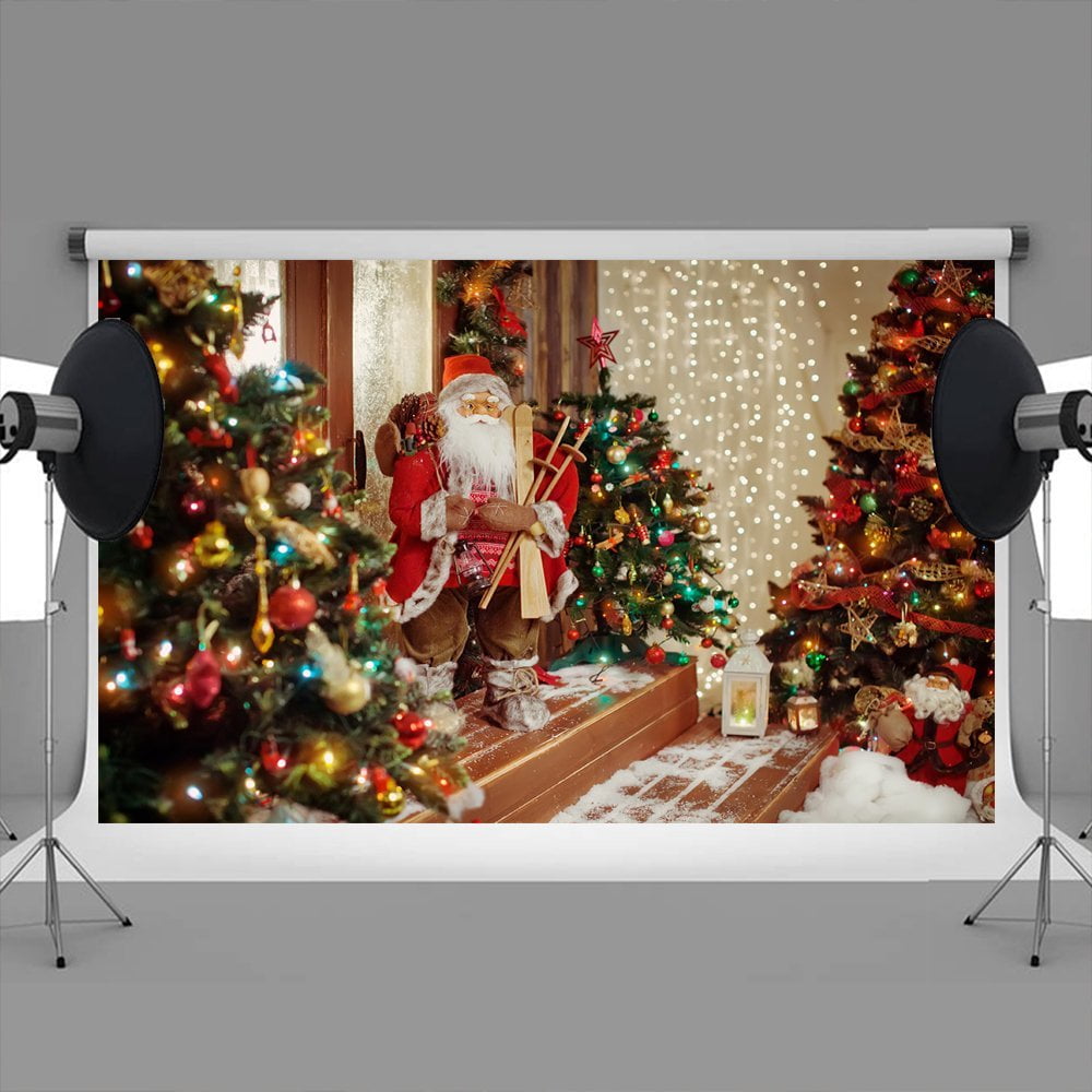 HelloDecor 7x5ft Christmas backdrops Santa Claus with a Christmas tree ...